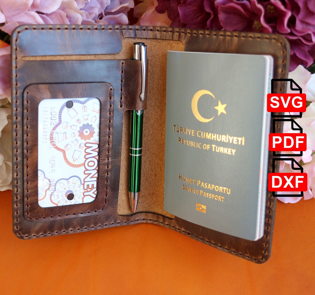 Leather Passport Cover Template, Leather Passport Case Pattern /A4 and ...