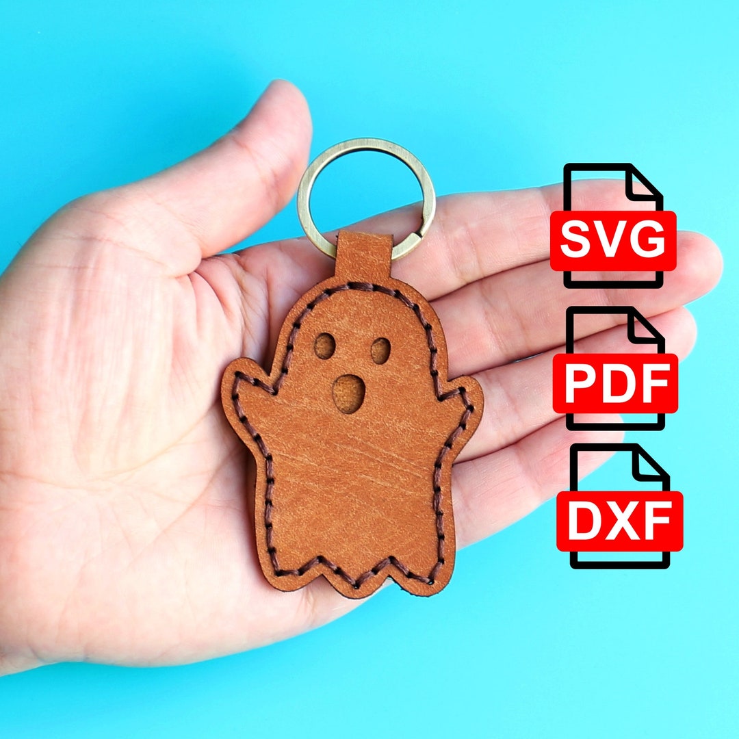 Leather Ghost Keychain Pattern: Halloween Key Fob Template (PDF-SVG-DXF ...