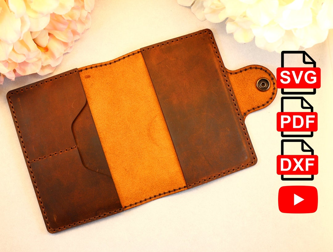 Leather Passport Case Pattern, Leather Passport Cover Template, /A4 and ...