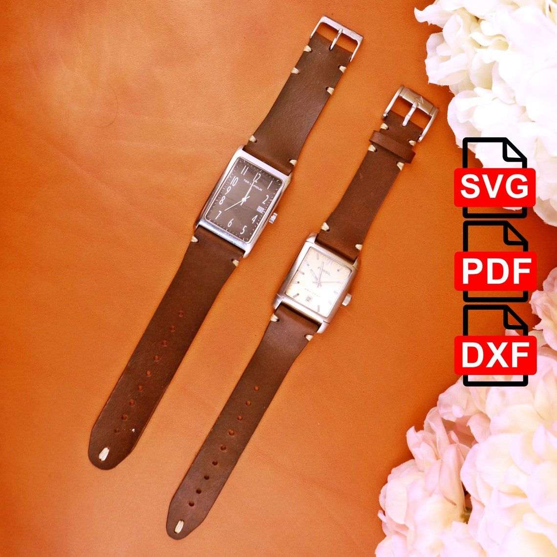 Watch Strap Template Set: Laser Cut Pattern (18-26 Mm) (PDF, SVG, DXF ...
