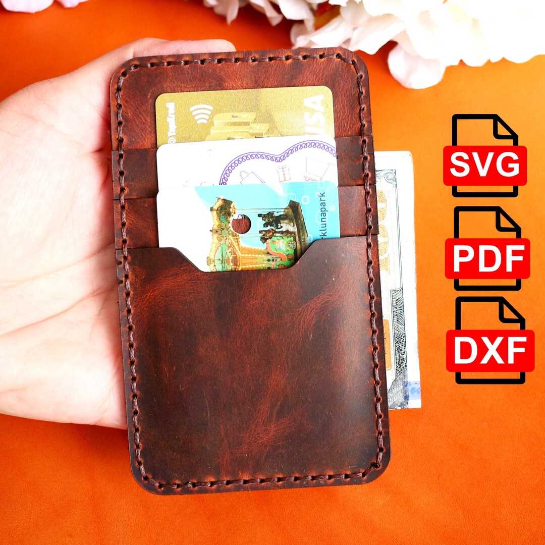 Leather Card Holder Wallet Template Svg/leather Card Holder Pattern PDF ...