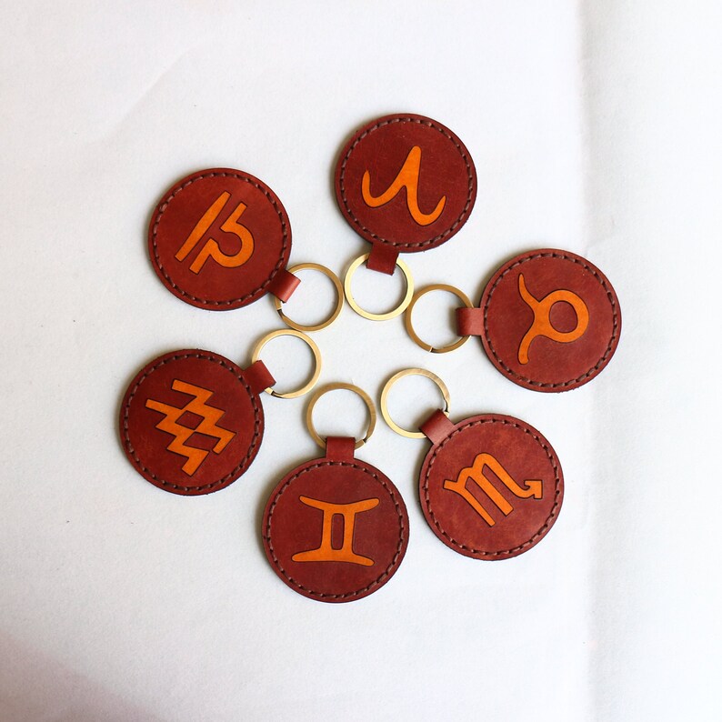 Leather 12 Horoscope Keychain SVG-DXF Pattern: Laser Cut Ready (digital ...