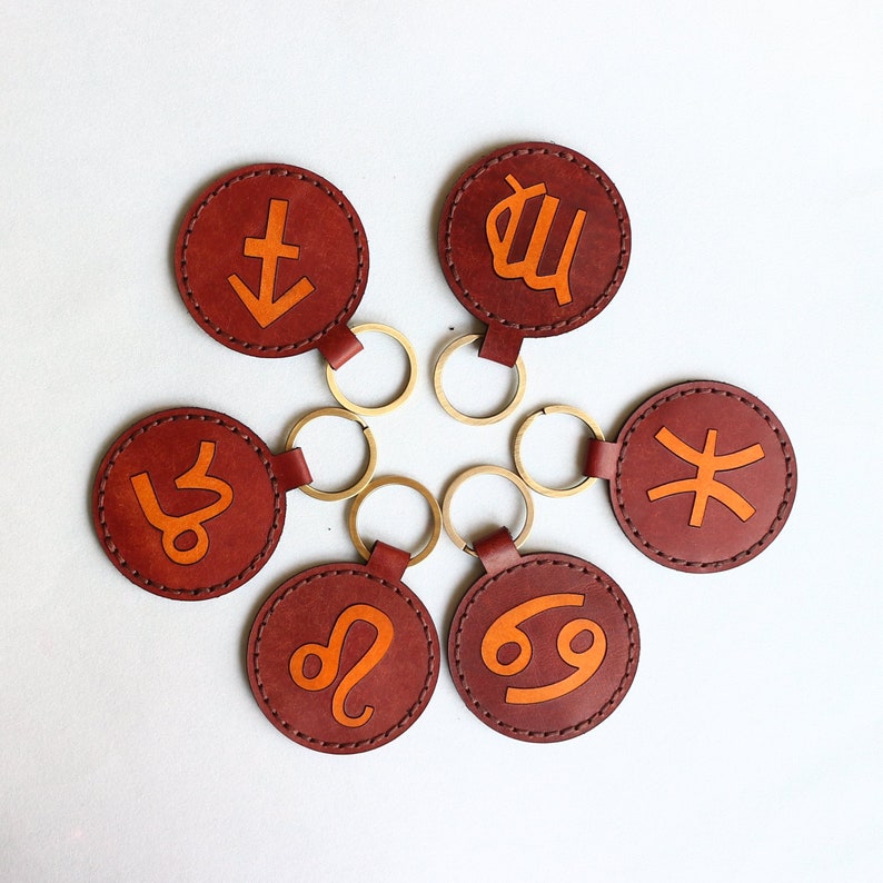 Leather 12 Horoscope Keychain SVG-DXF Pattern: Laser Cut Ready (digital ...