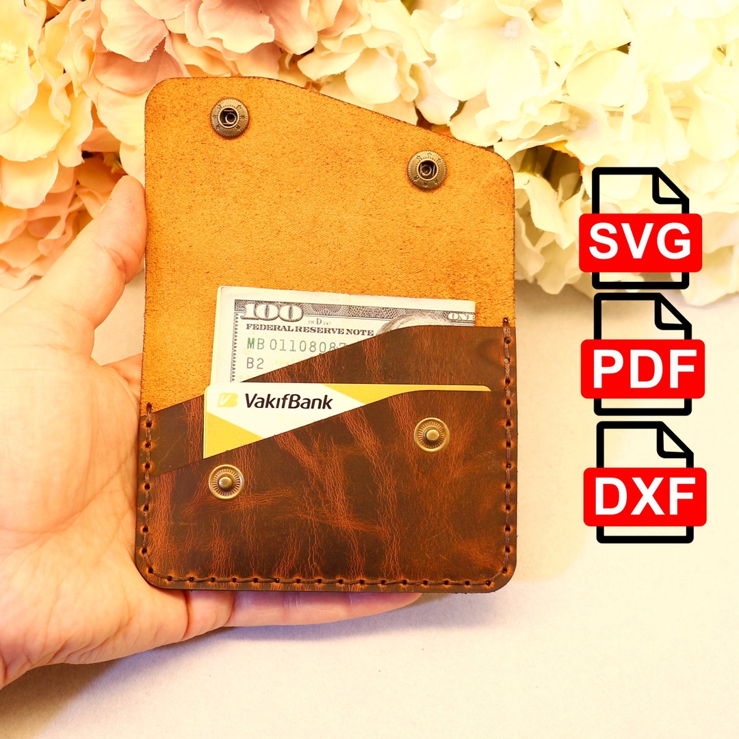 Leather Card Holder Wallet Template: SVG, PDF, DXF (digital Download ...