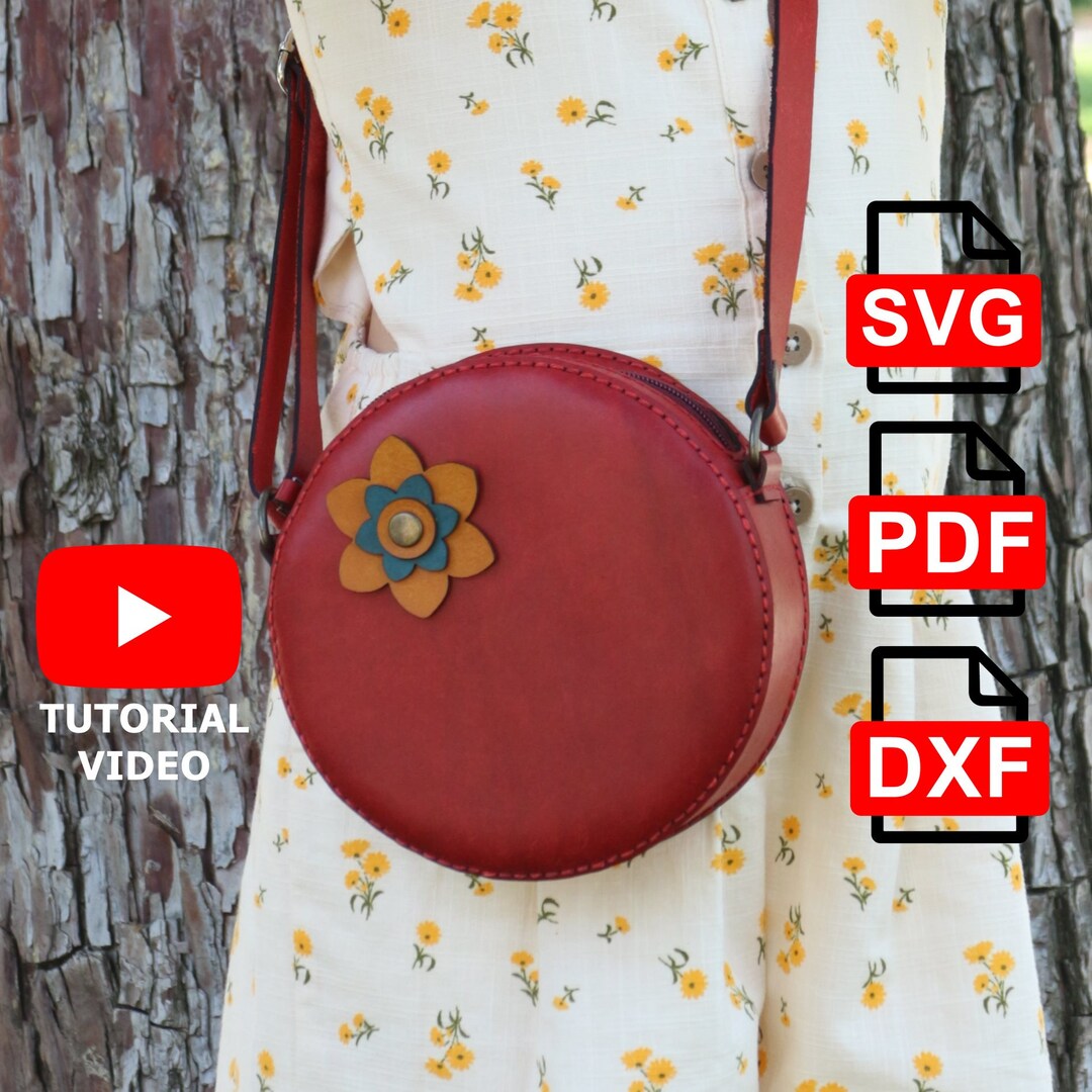 Leather Child Bag Pattern: Round Floral Design (PDF, SVG, DXF) - Etsy