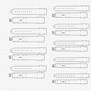 Watch Strap Template Set Template/pattern Set (18-19-20-21-22-23-24-25 ...