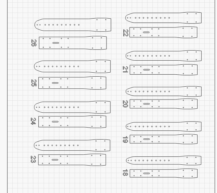 Watch Strap Template Set: Laser Cut Pattern (18-26 Mm) (PDF, SVG, DXF ...