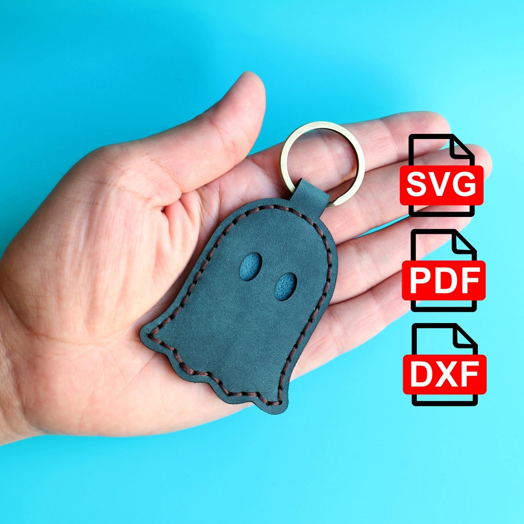 Halloween Leather Ghost Keychain Pattern, Digital PDF-SVG-DXF Template ...