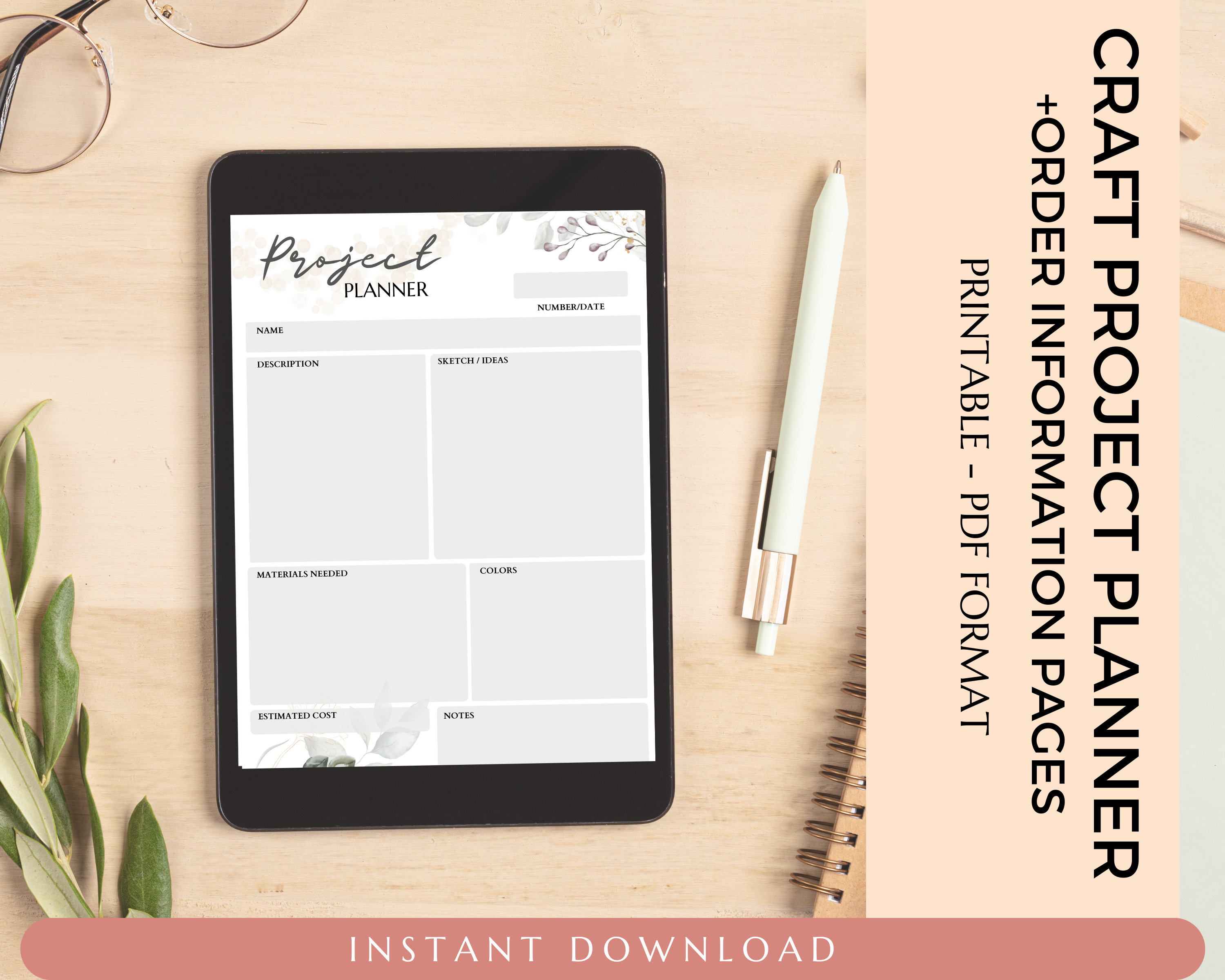 Craft Project Planner, Craft Planning Printable Template, Project ...