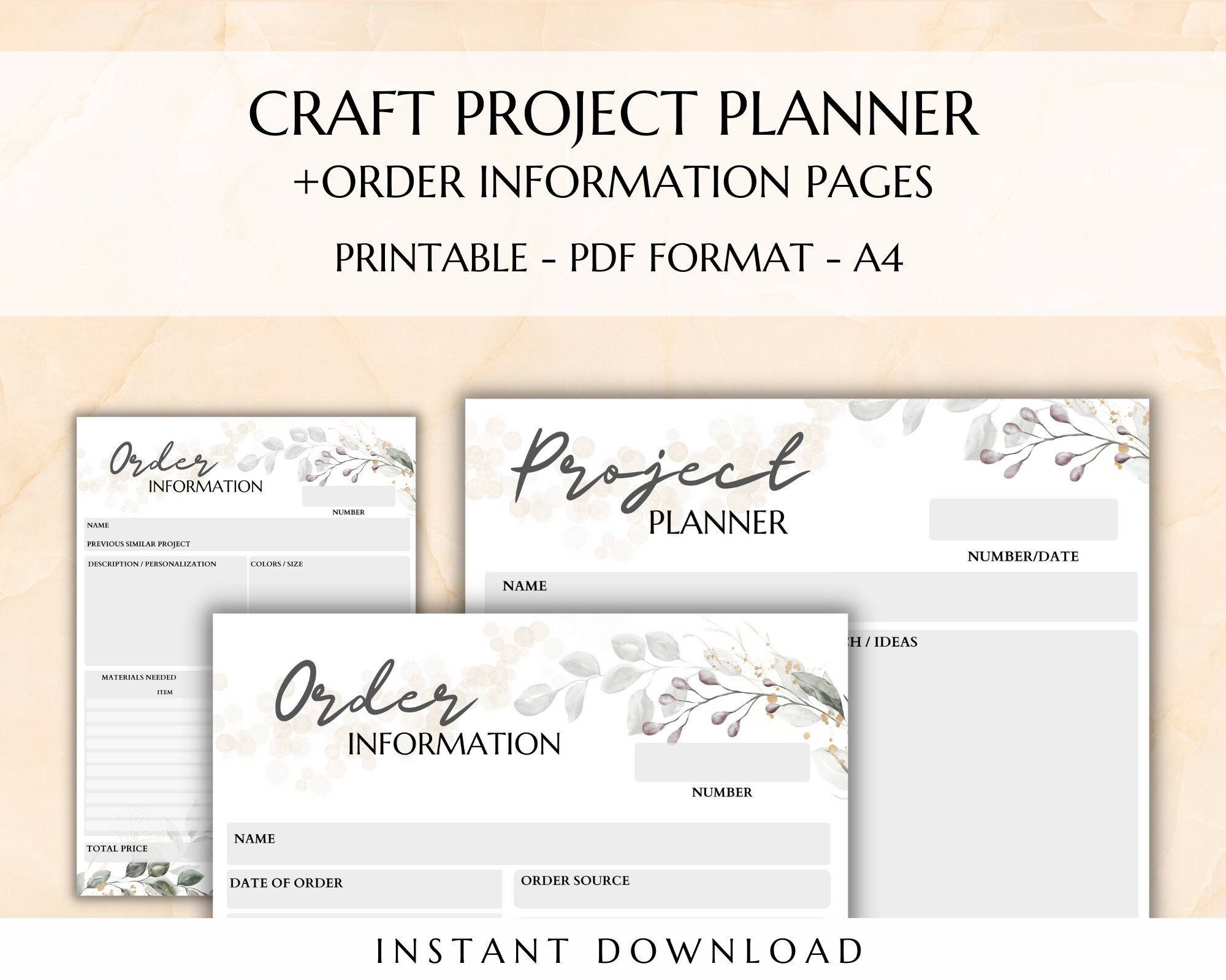 Craft Project Planner, Craft Planning Printable Template, Project ...