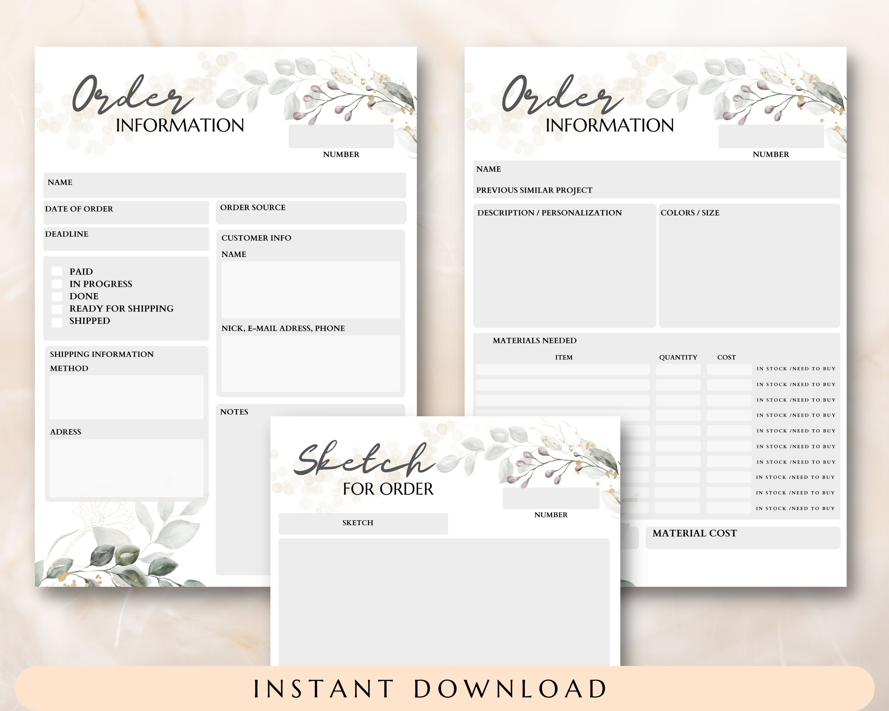 Craft Project Planner, Craft Planning Printable Template, Project ...