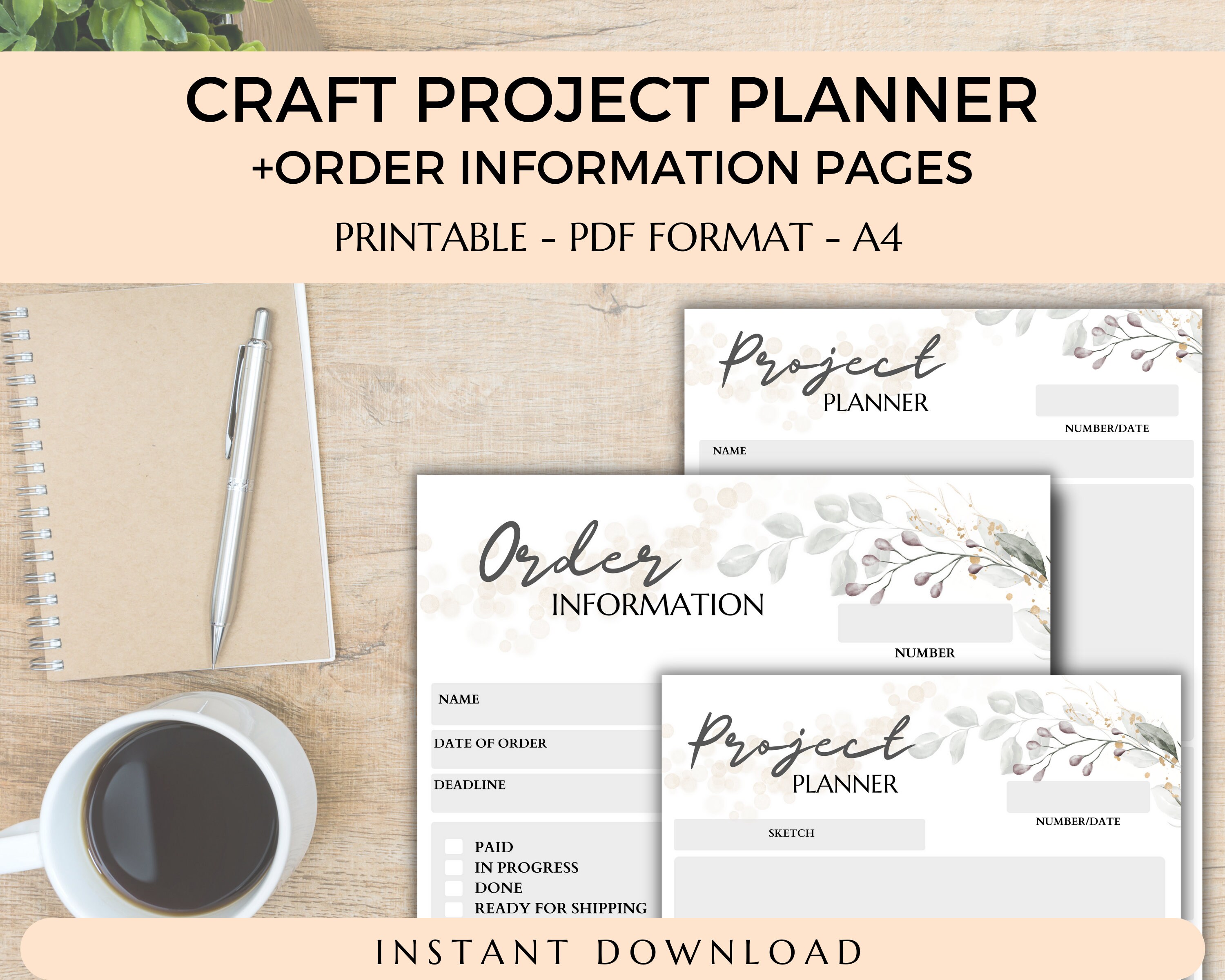 Craft Project Planner, Craft Planning Printable Template, Project ...