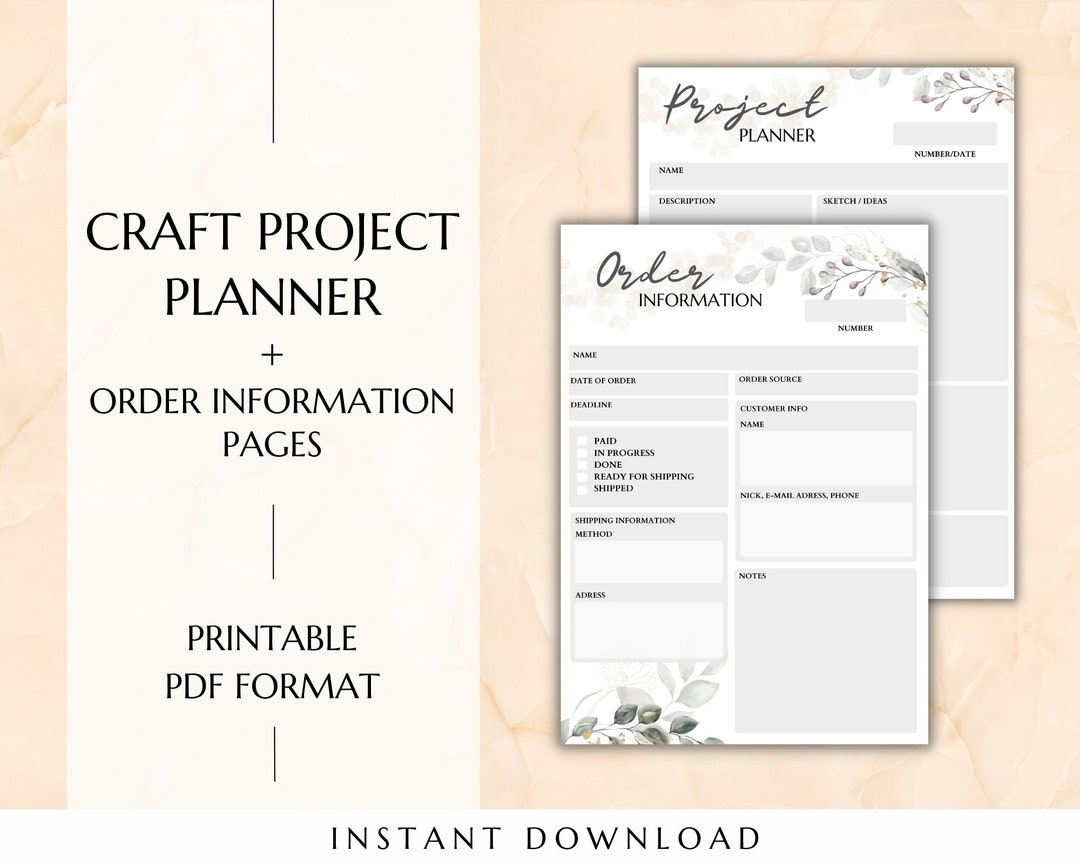 Craft Project Planner Craft Planning Printable Template - Etsy