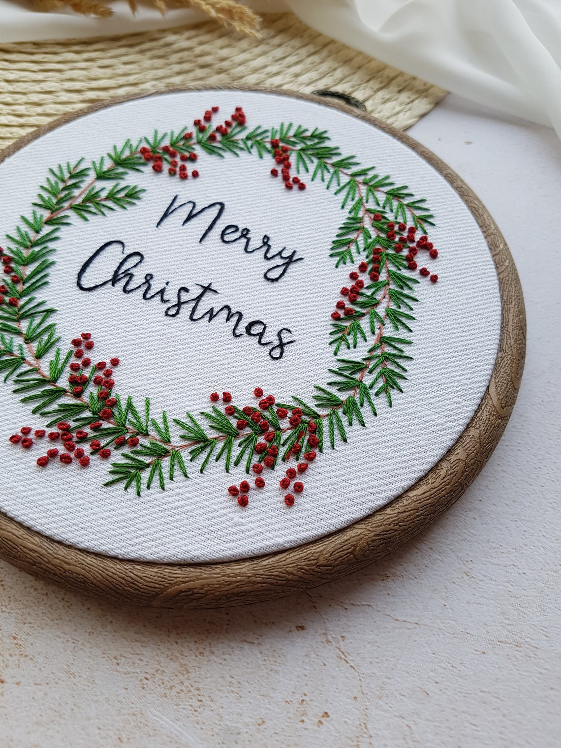 Christmas Wreath Embroidery Design Pattern PDF, Holiday Ornament ...