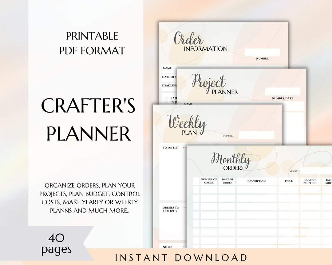Printable Crafter's Planner for Digital Download, Craft Planner for ...