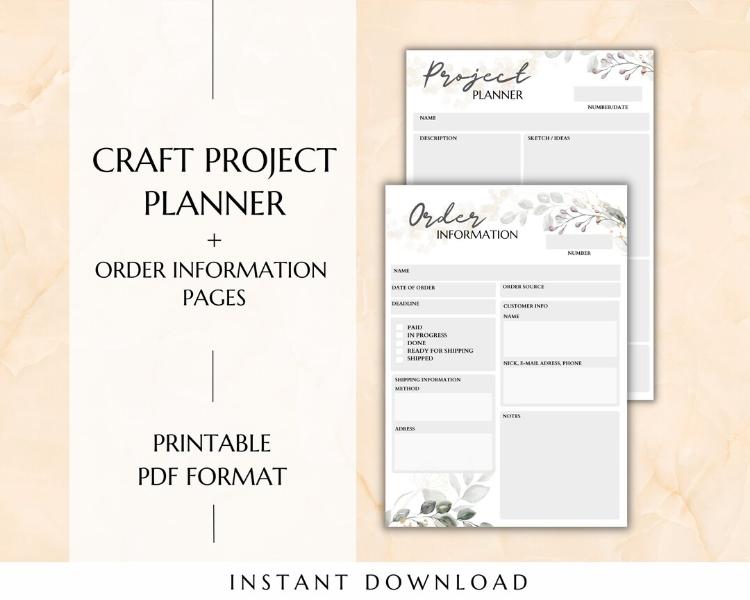 Craft Project Planner, Craft Planning Printable Template, Project ...