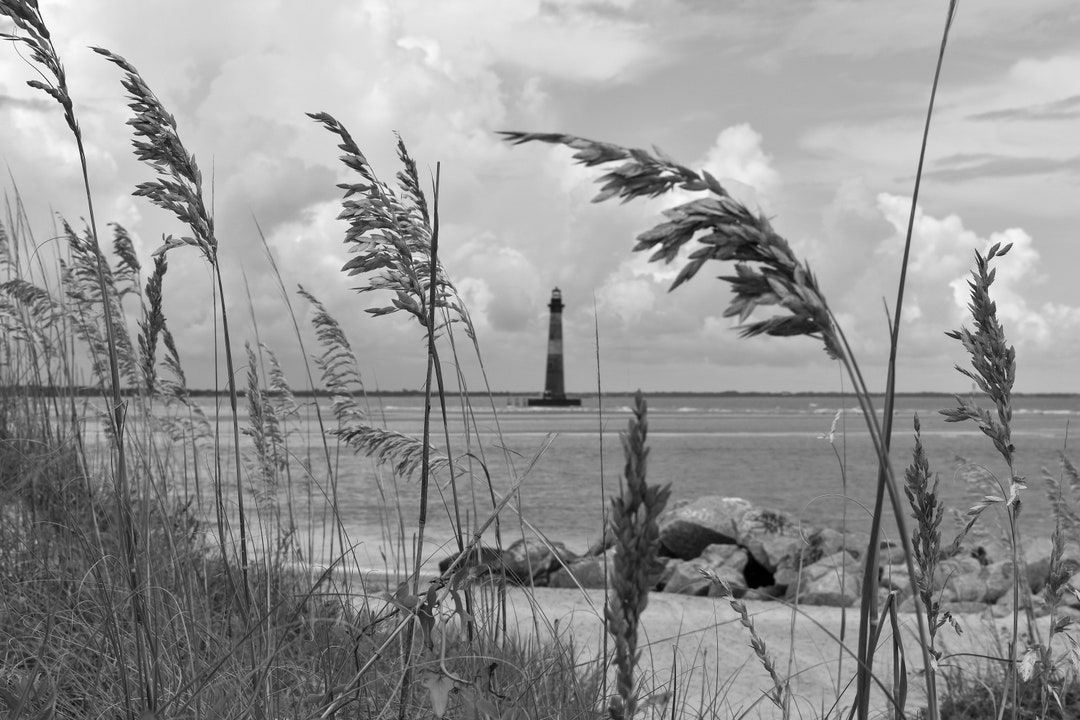 Folly Beach Lighthouse Black and White Digital Download - Etsy
