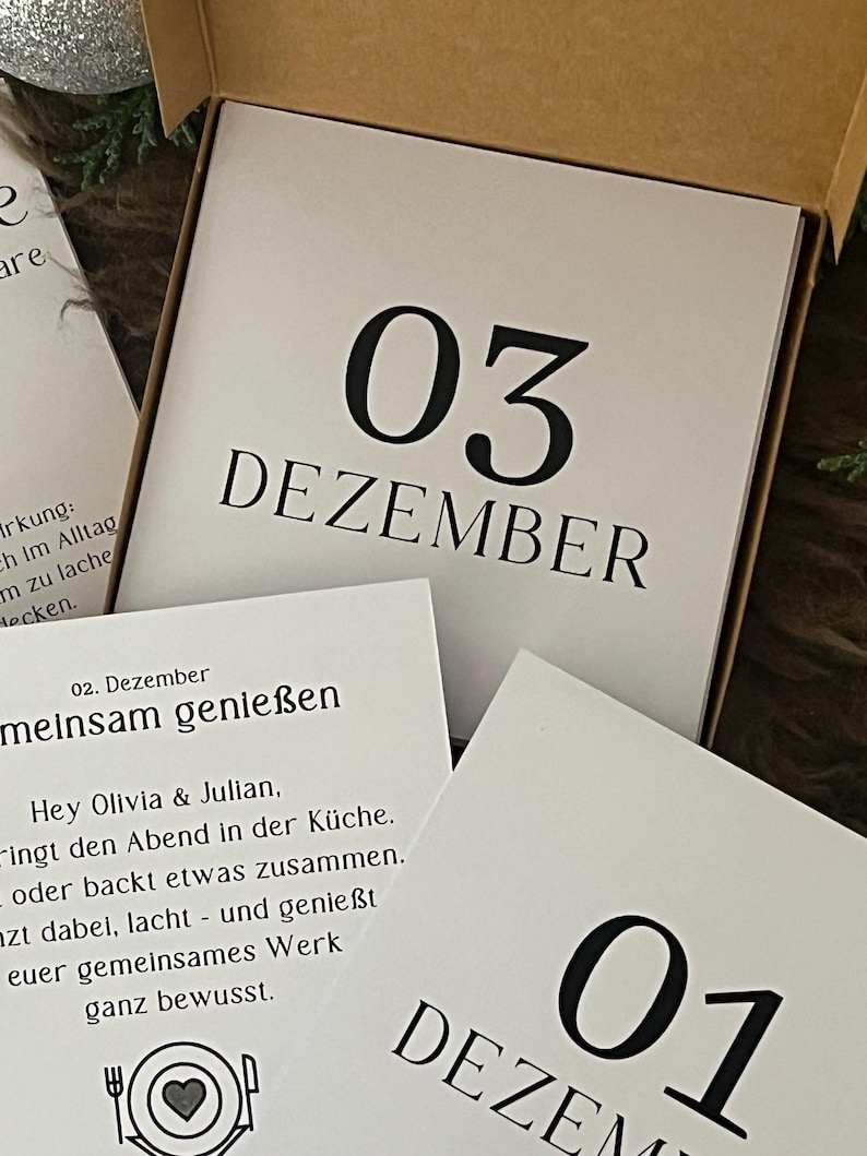 Advent Calendar for Couples – 24 Shared Tasks | Loving DIY Christmas Calendar Made of Kraft ...