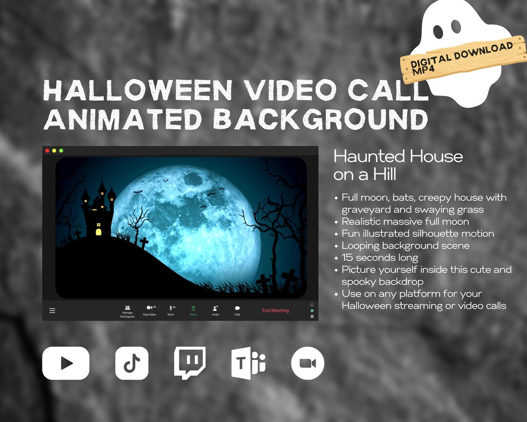 Haunted House on a Hill Animated Zoom Background. Use for Zoom, MS ...