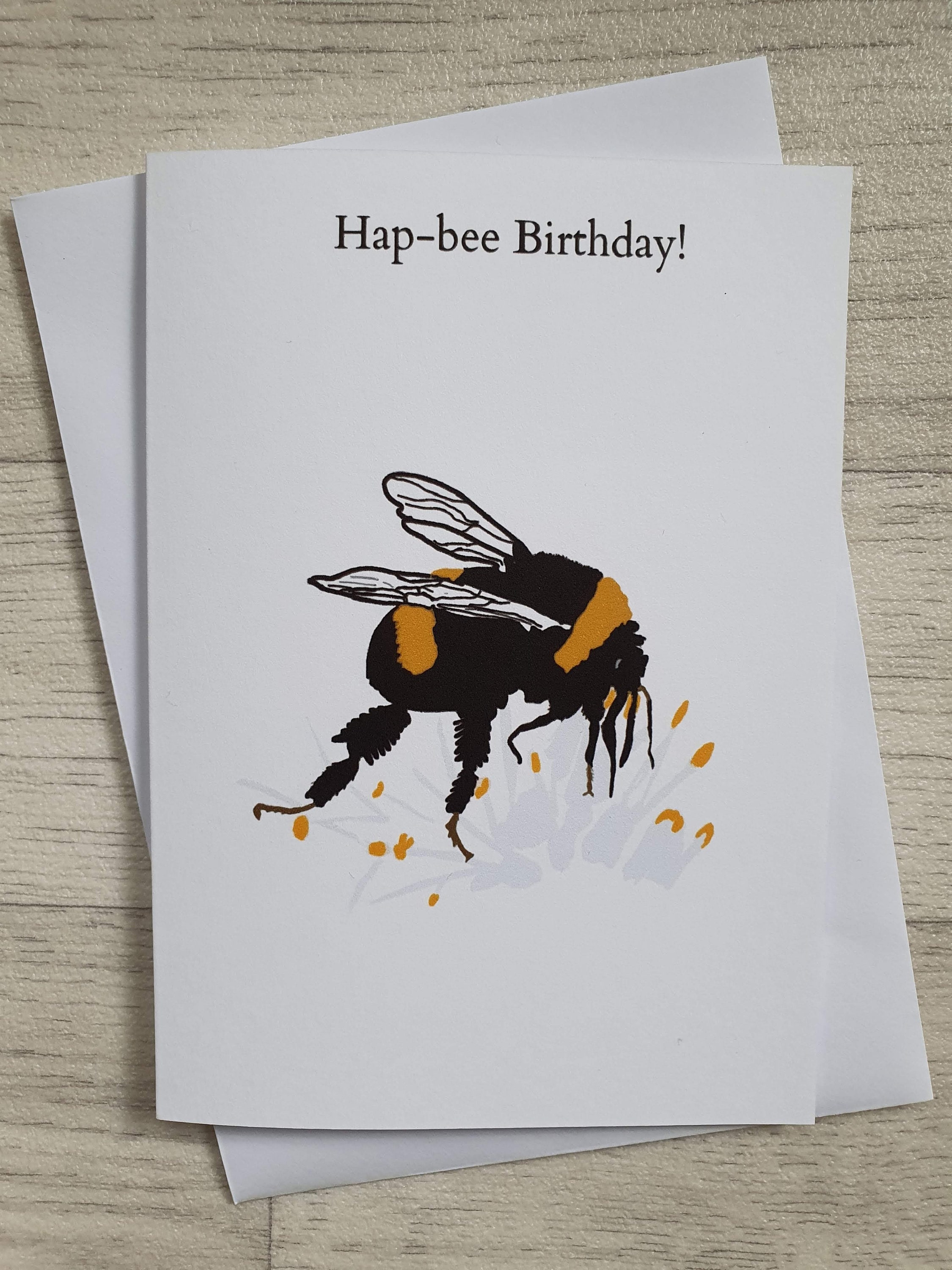 Bee Birthday Card Hap-bee Birthday Greeting Card Bee Art - Etsy