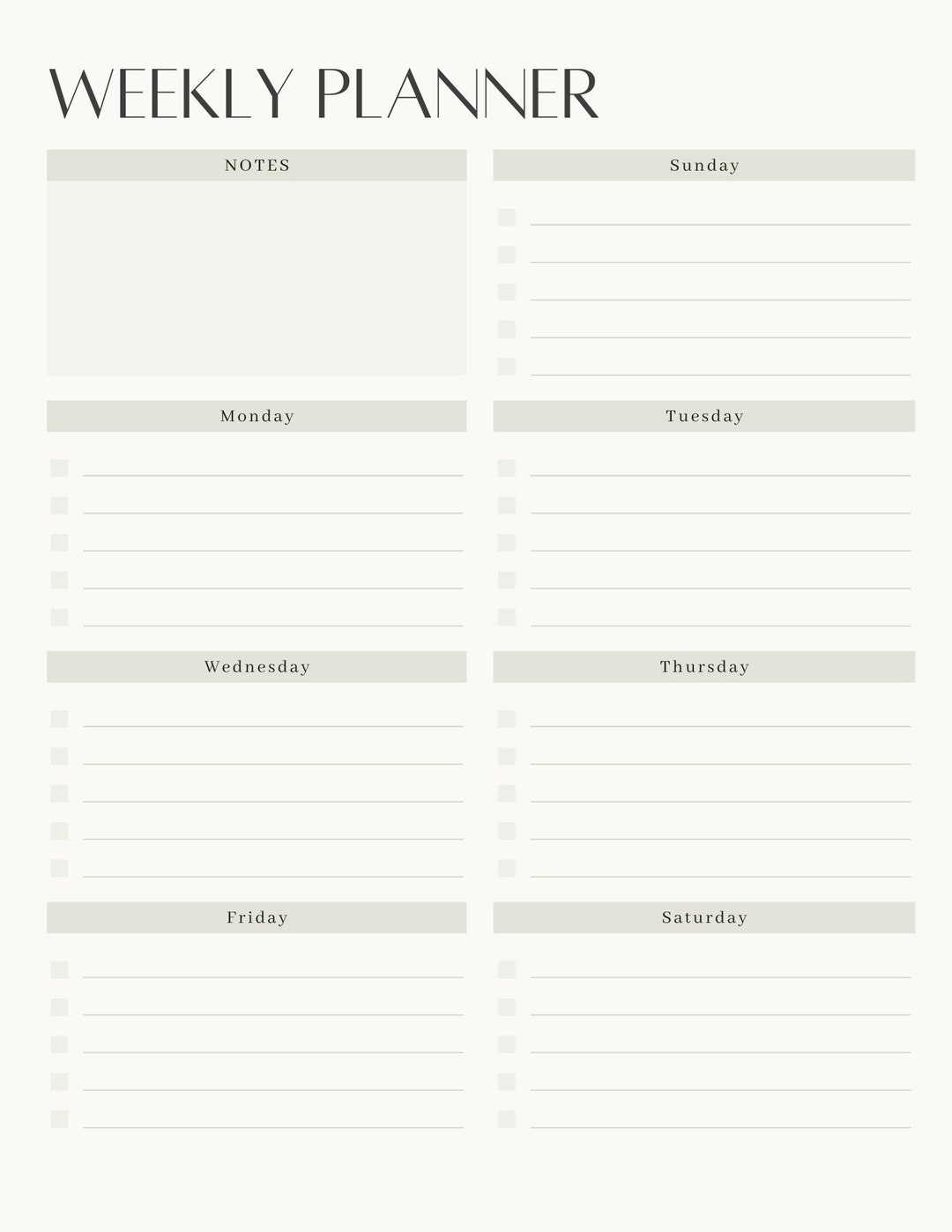 Minimal Weekly Planner - Etsy