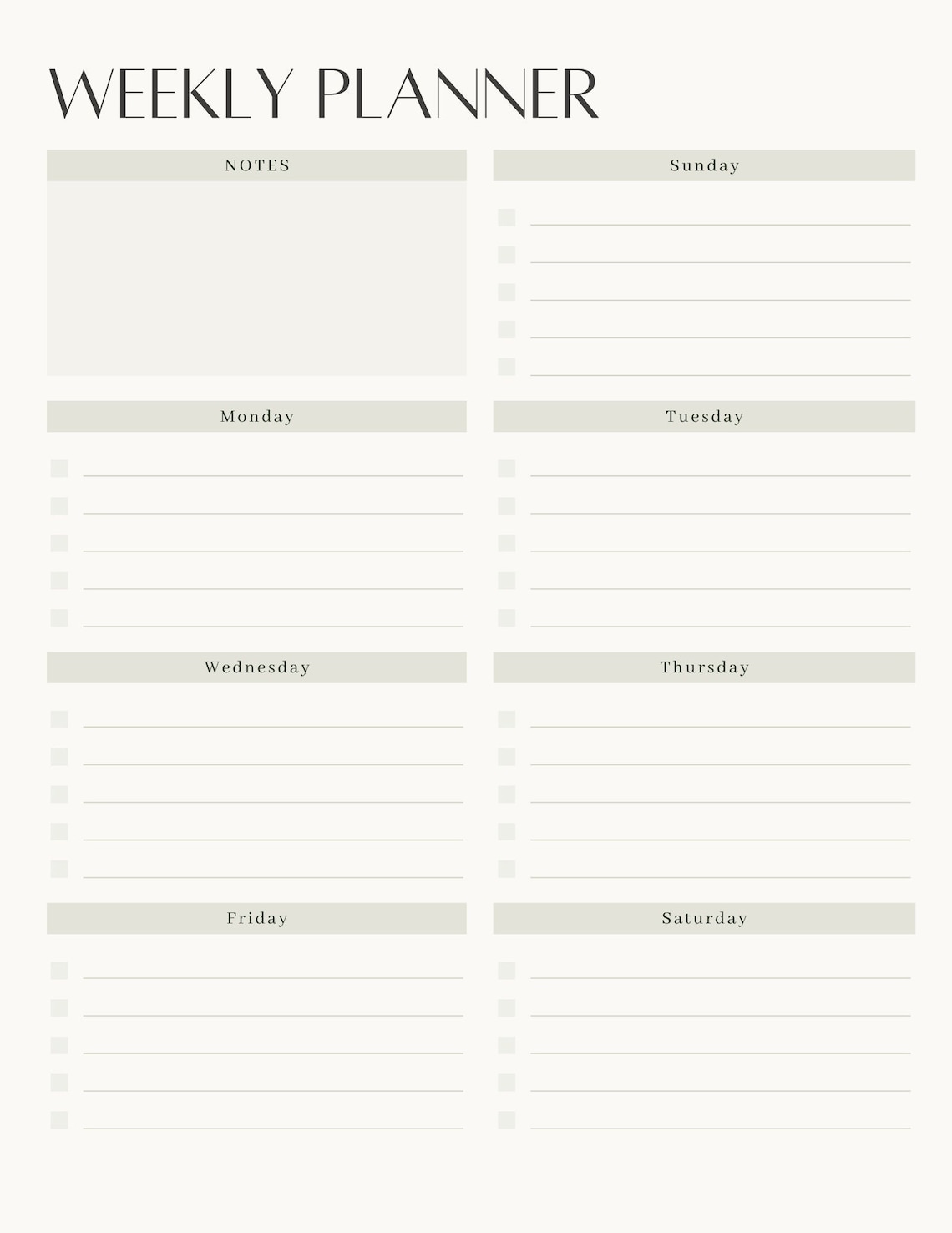 Minimal Weekly Planner - Etsy