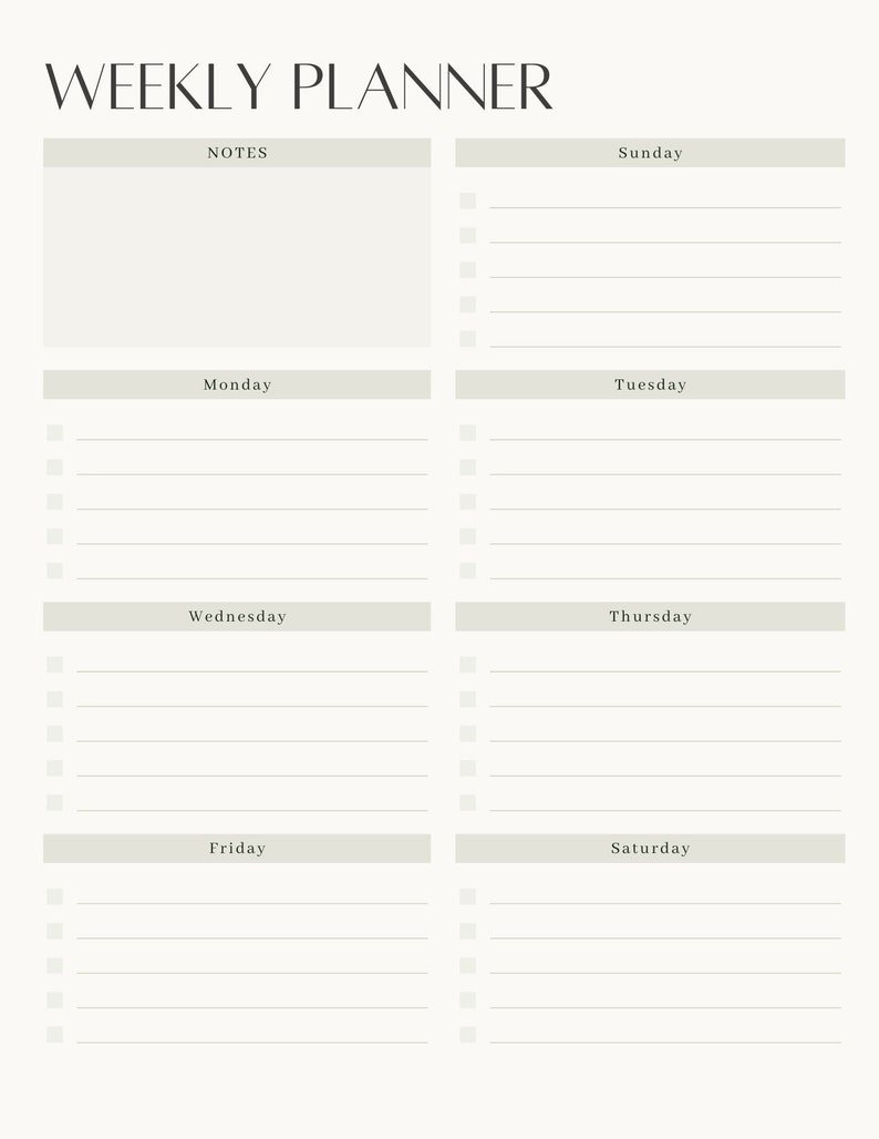 Minimal Weekly Planner - Etsy