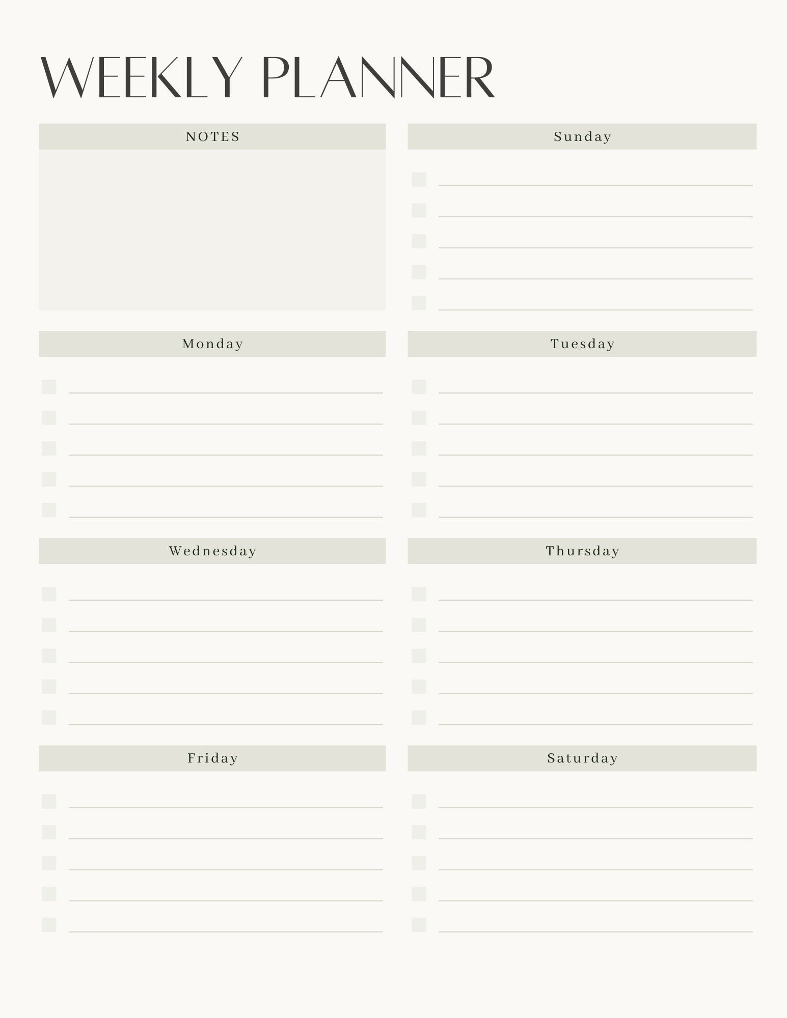 Minimal Weekly Planner - Etsy