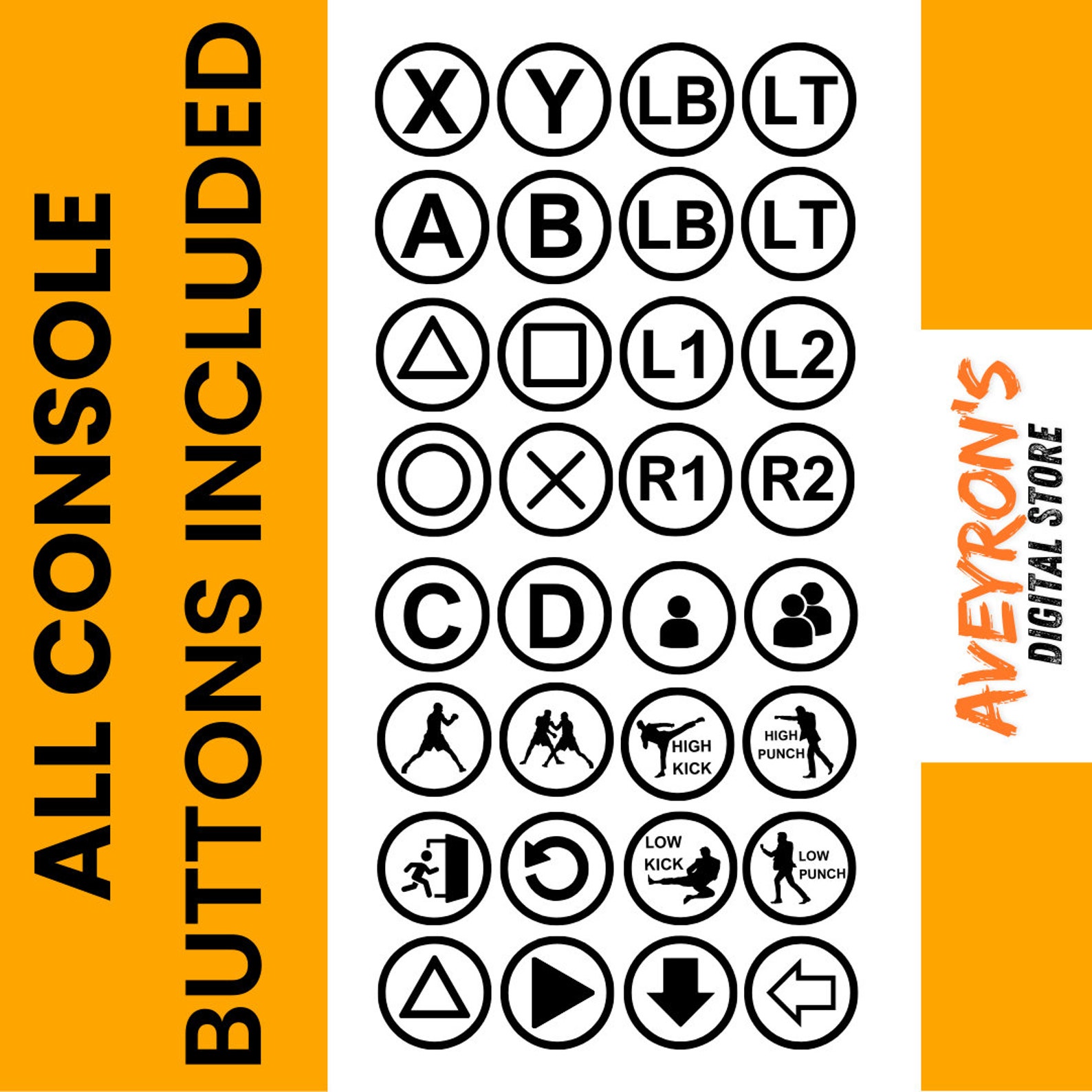 Retro Arcade Game Controller Button Labels Printable - DIGITAL Set of ...