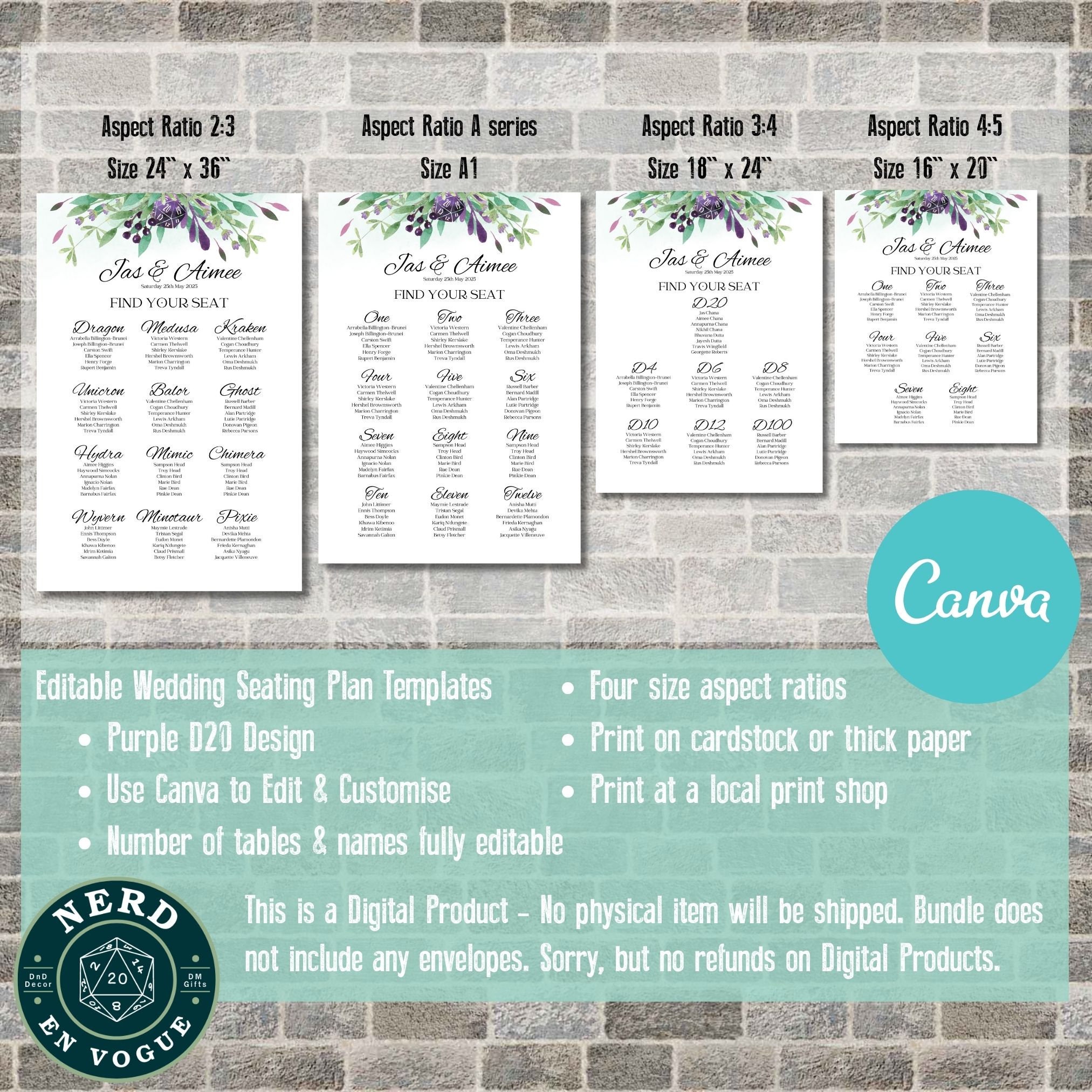 Dnd Wedding Seating Plan Template, DIY Wedding Table Signage, RPG ...
