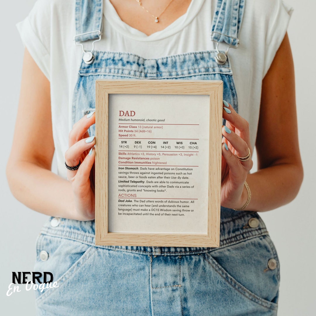 Dad Stat Block for Dnd Father's Day Gifts, Dnd Dad Birthday, Dnd Office ...
