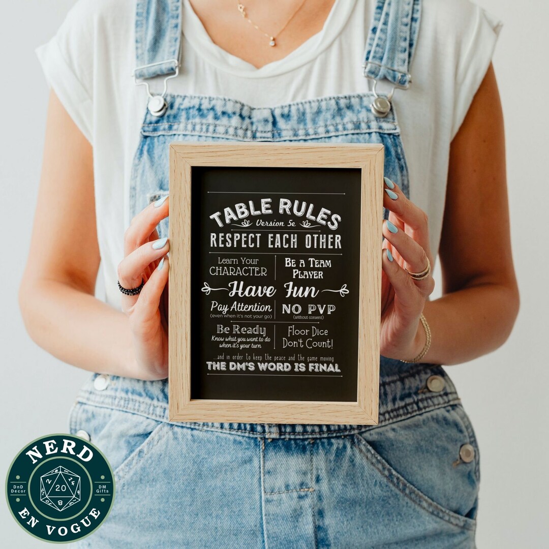 Dnd Rules Poster for DM Gift, Dnd Tavern Decor for Dungeons and Dragons ...