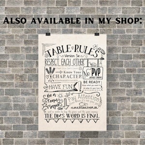 Dnd Rules Poster for DM Gift, Dnd Tavern Decor for Dungeons and Dragons ...