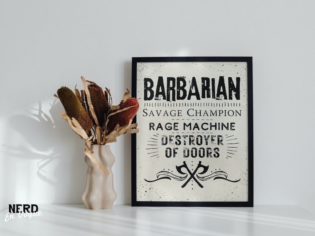 Dnd Poster for Dnd Barbarian Class, Dnd Player Gift for Dungeon Master ...