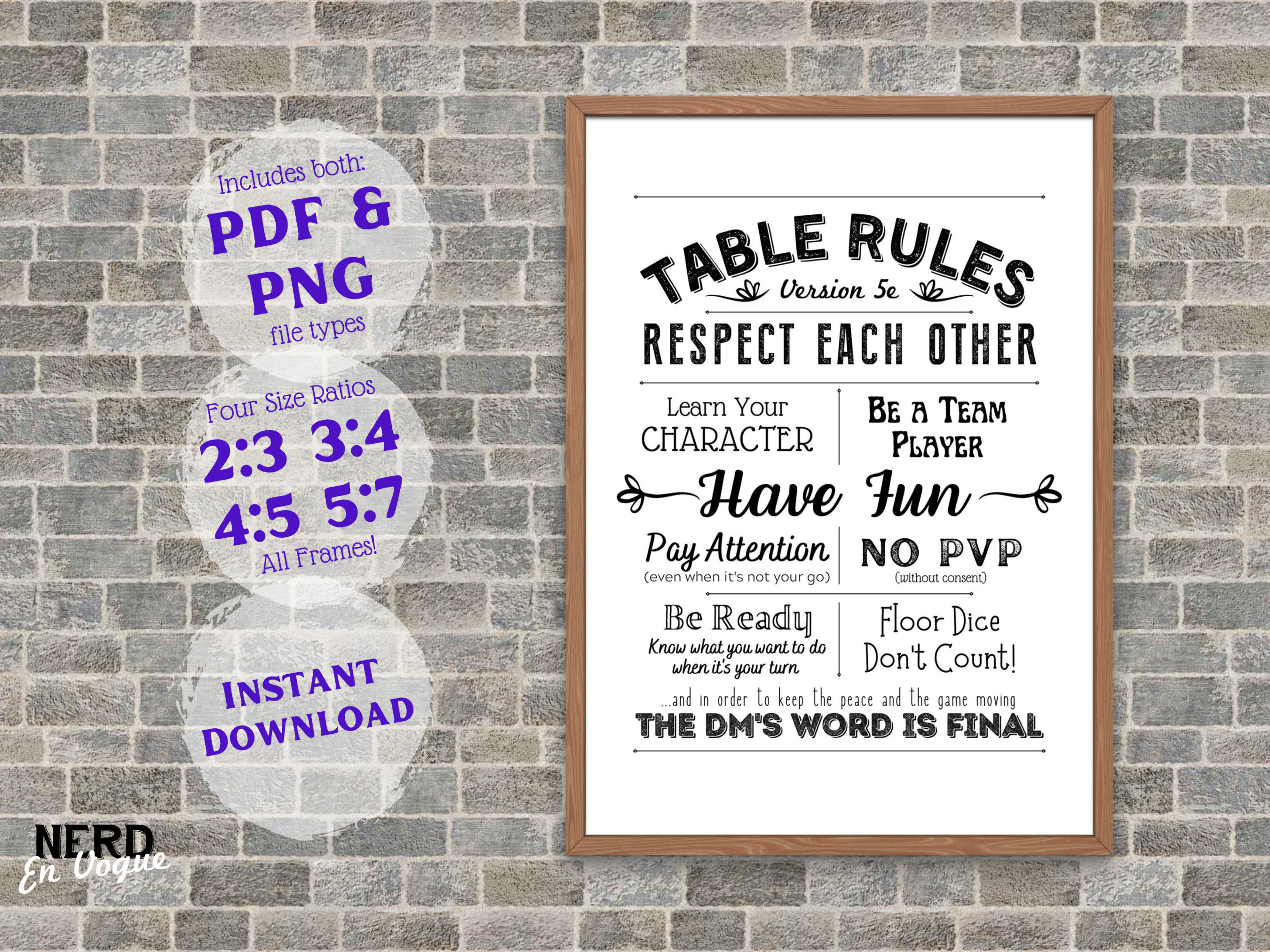Dnd Rules Poster for DM Gift, Dnd Tavern Decor for Dungeons and Dragons ...