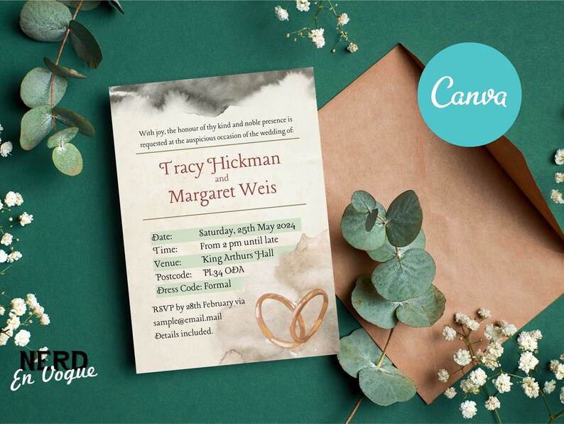 Dnd Wedding Invitation Canva Template RPG Rulebook-themed - Etsy