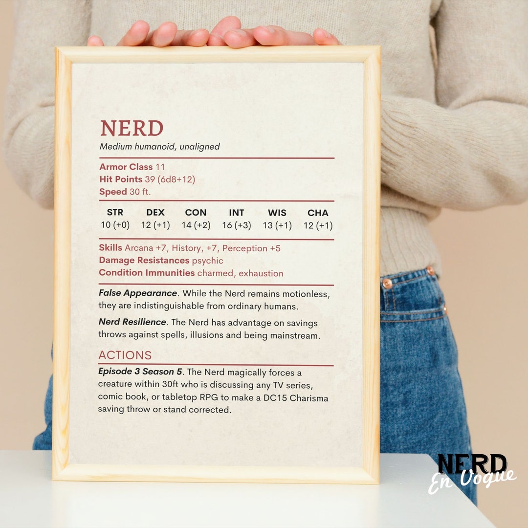 Dnd Posters Nerd Stat Block, Dnd Player Gift, Dungeon Master Ideas, Dnd ...