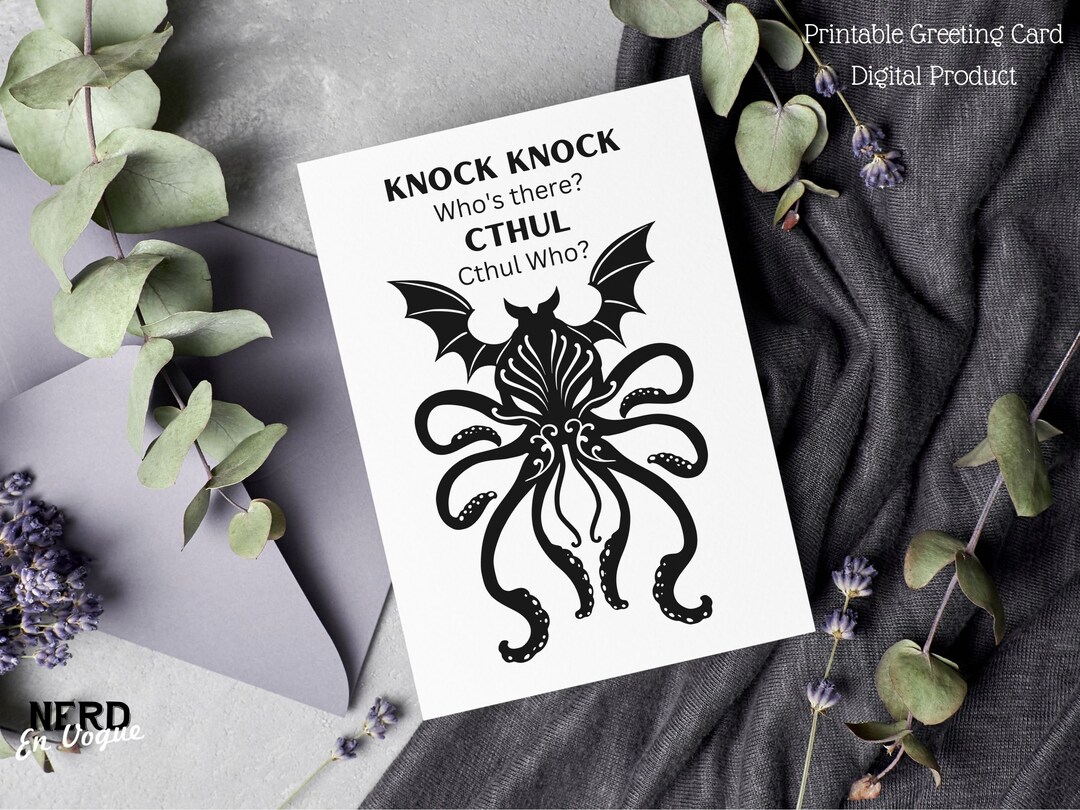 Cthulhu Knock Knock Joke Greeting Card, HP Lovecraft Lovecraftian ...
