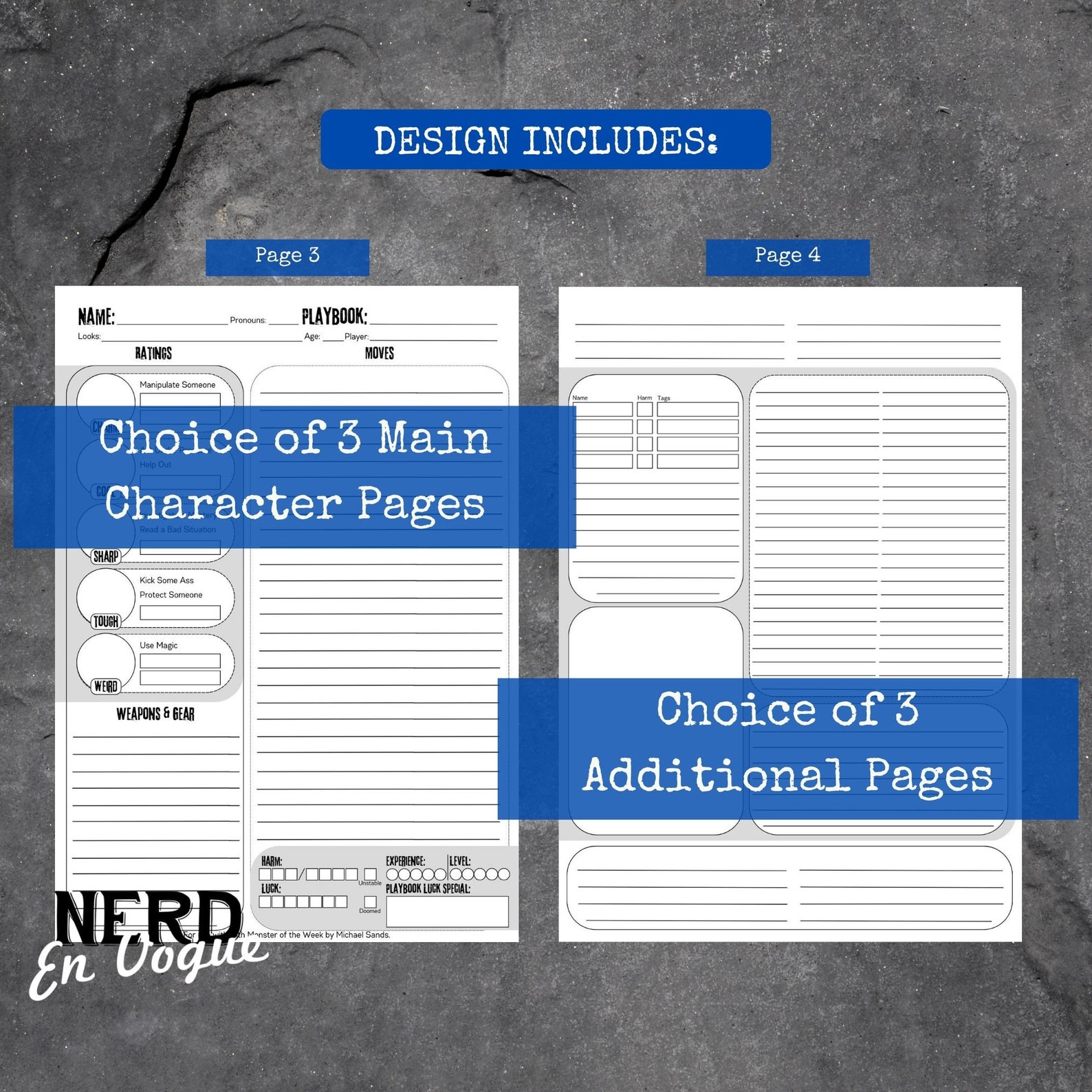 Monster of the Week Character Sheet for the RPG MOTW Hunter Sheet ...