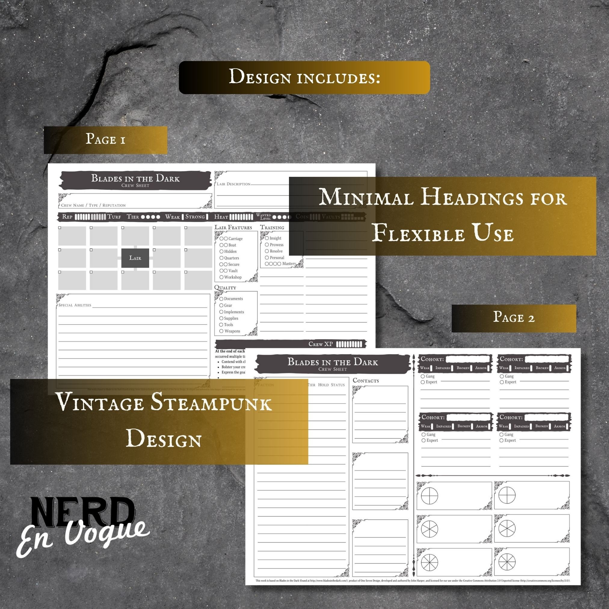 Blades in the Dark RPG Crew Sheet, Goodnotes Compatible PDF, Digital ...