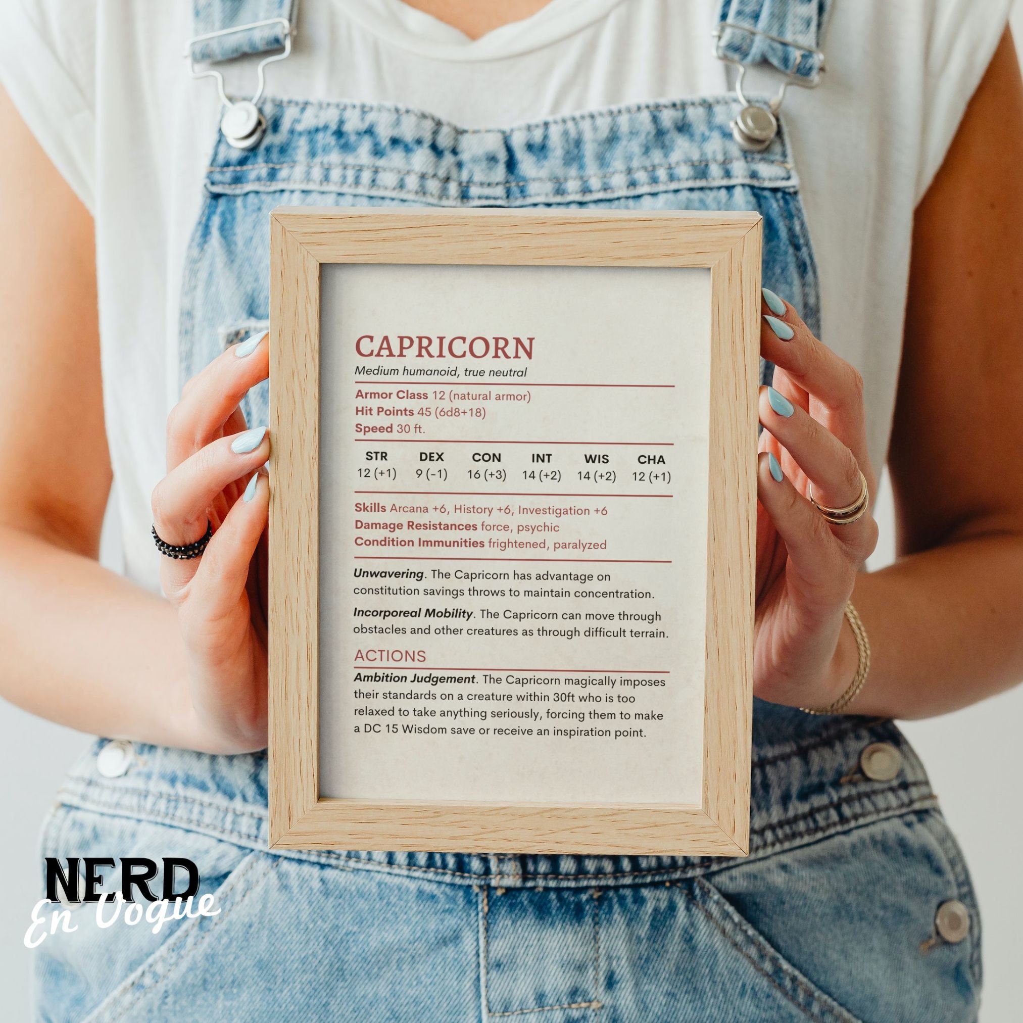 Dnd Stat Block for Capricorn Birthday Gift, Dnd Office Decor, Dnd ...