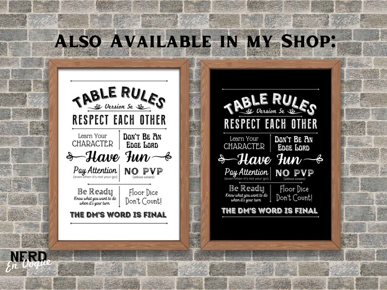 Dnd Poster for DM Gift, Printable Dnd Room Decor, Nerd Wall Art for ...