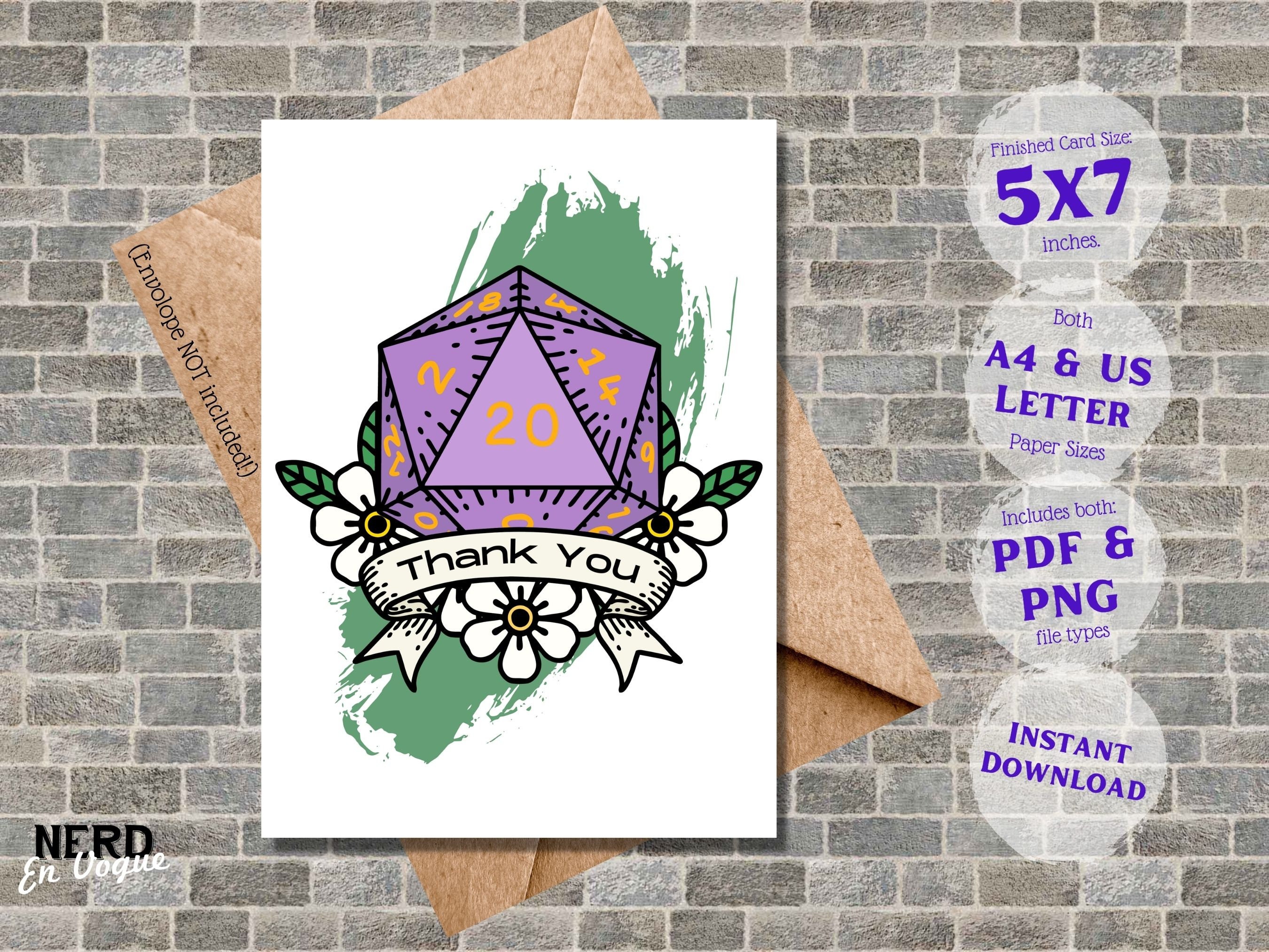 Dnd Thank You Card for Dungeon Master Gift, Dungeons and Dragons, Dnd ...