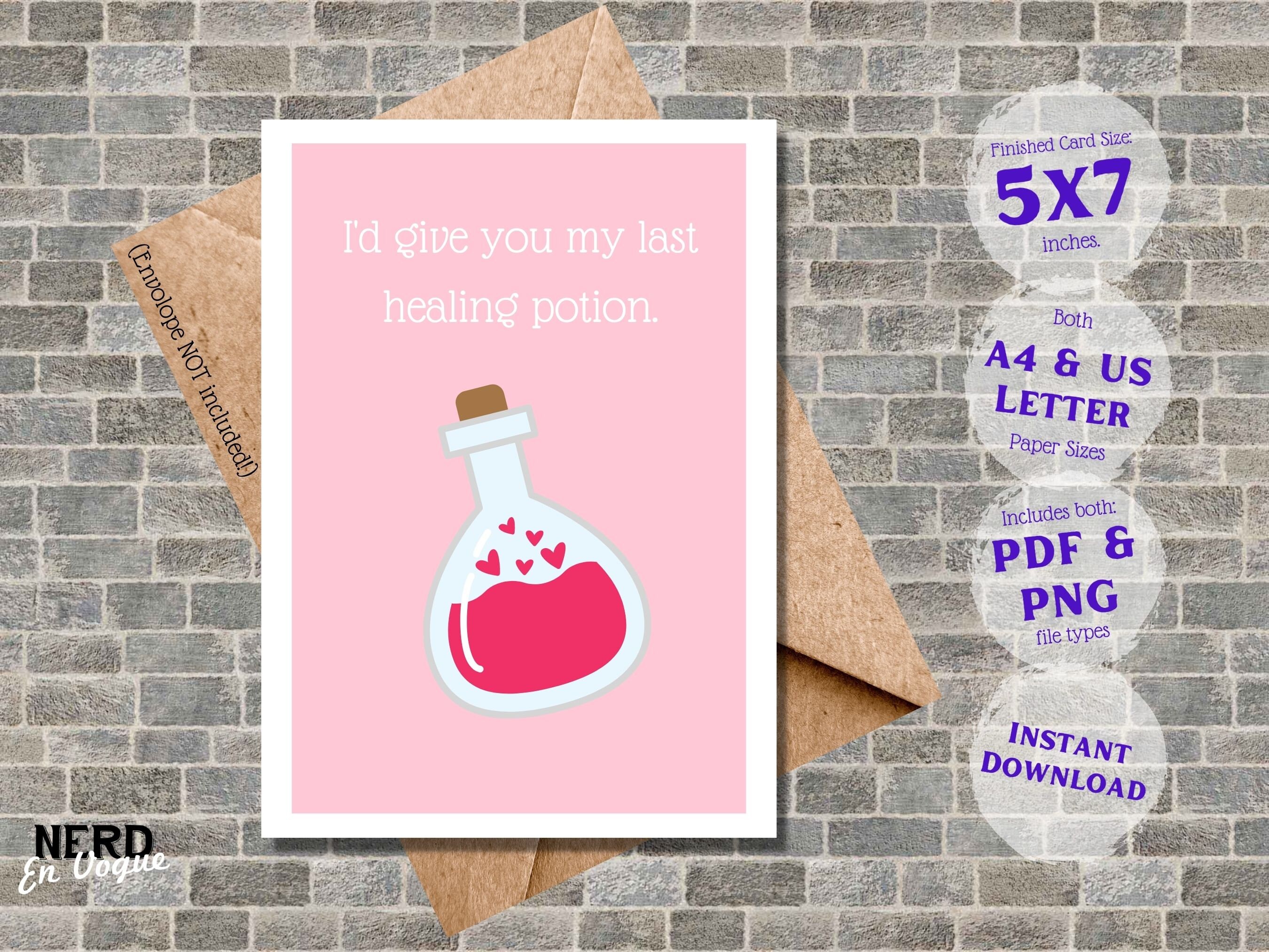 Printable Dnd Card for Dnd Valentine Card or D&D Player Gift, Dnd ...