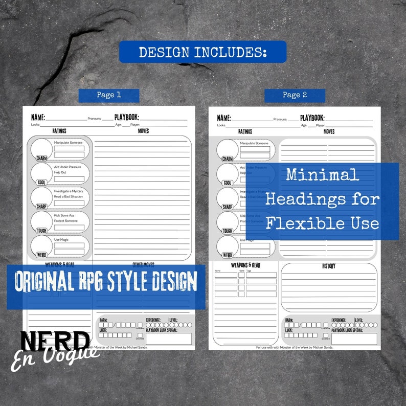 Monster of the Week Character Sheet for the RPG MOTW Hunter Sheet ...