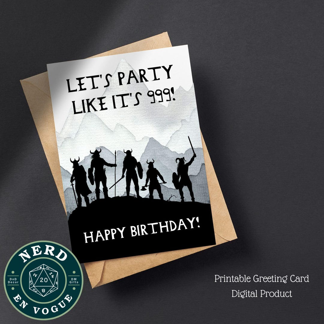 Printable Dnd Birthday Card for Dungeons and Dragons, Players Gift for ...