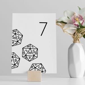 Dnd Wedding Table Numbers, Minimalist Black and White B&W, D20 Dice ...