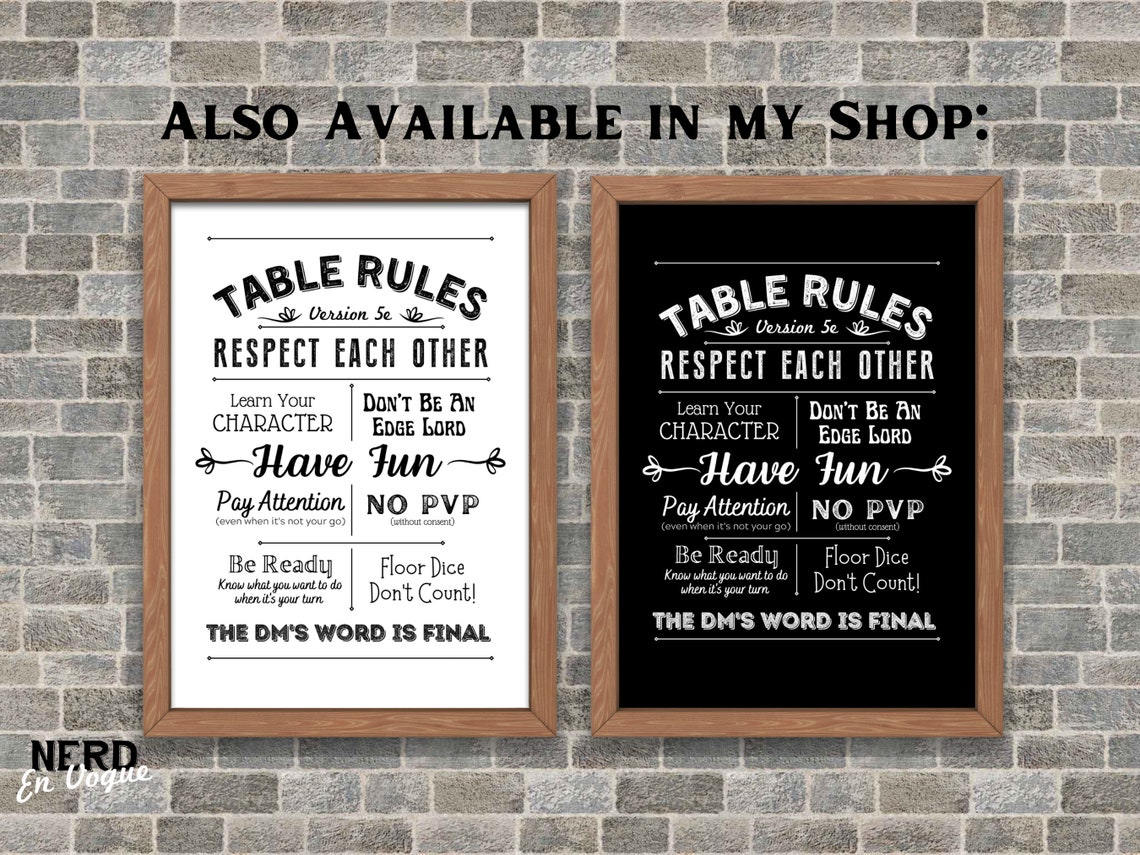 Dnd Poster for DM Gift Printable Dnd Room Decor Nerd Wall Art - Etsy
