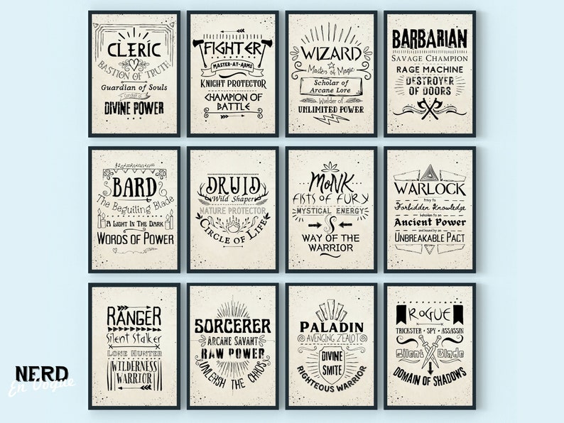 Huge Art Bundle Set of 12 Prints Dnd Posters, Dnd Tavern Decor, Dnd ...