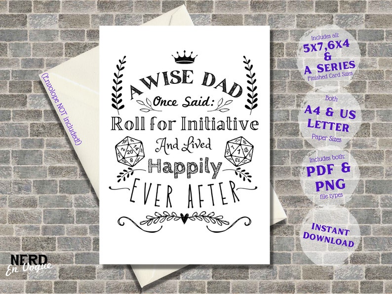 Fathers Day Dnd Card for Dnd Dad Gift Dungeons and Dragons - Etsy